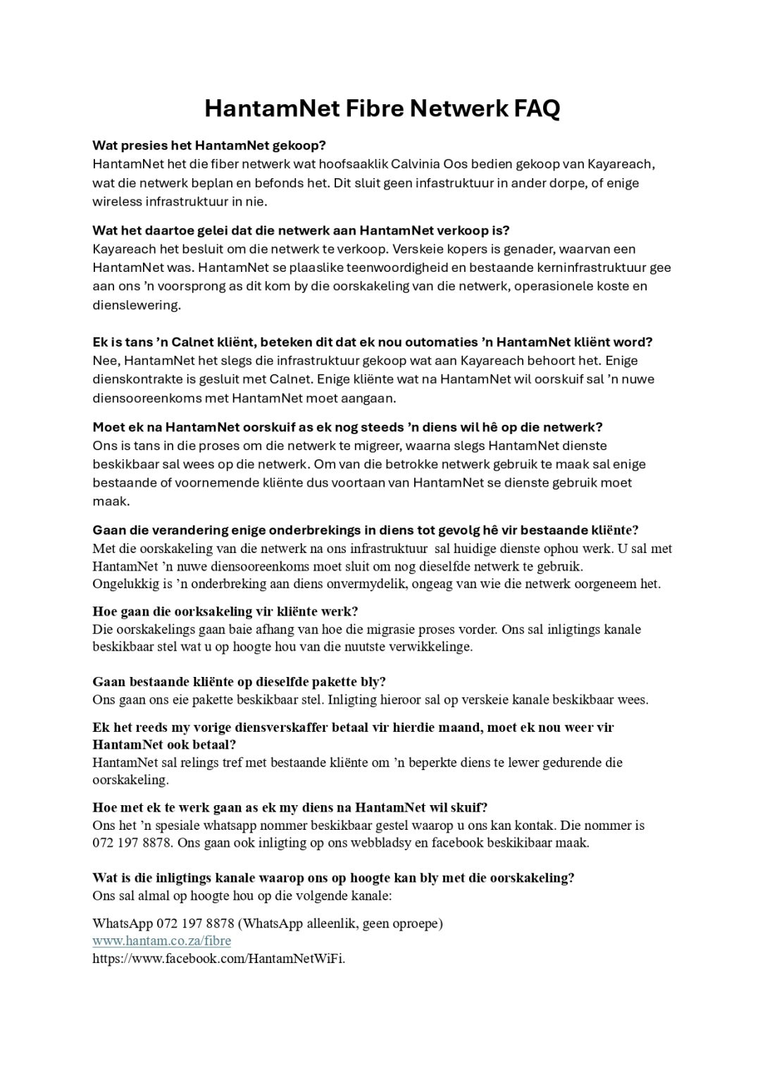 Fibre Info – Hantam