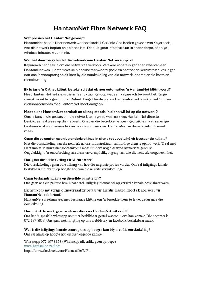 Fibre Info – Hantam